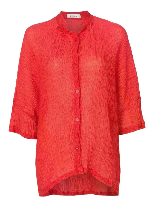 AMIR SLAMA Crinkled-finish Silk Shirt - Red