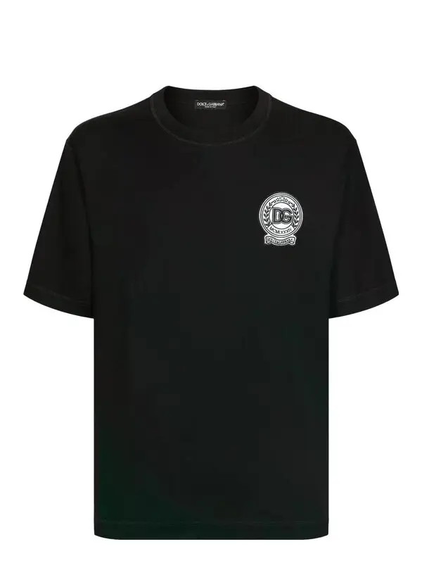 Dolce & Gabbana Dg-embroidered Cotton T-shirt - Black