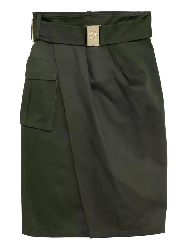 Elie Saab Gabardine Wrap Skirt - Green