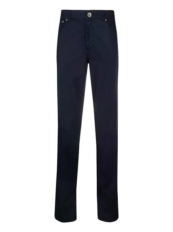 Brunello Cucinelli Indigo Stretch Cotton Straight Leg Chinos - Blue