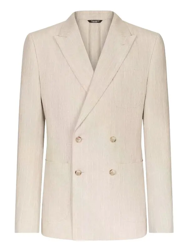 Dolce & Gabbana Pinstriped Linen Blazer - Neutrals