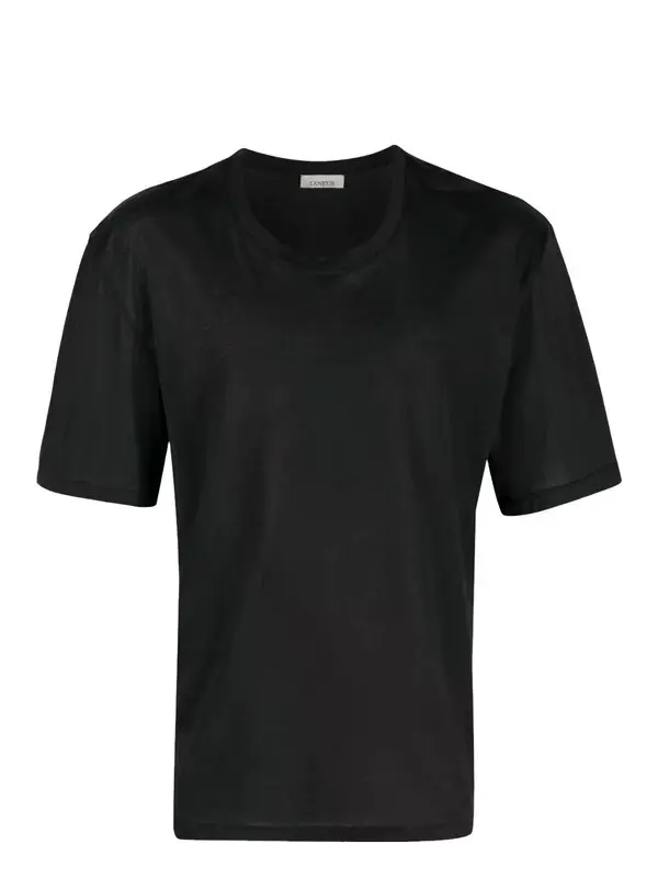LANEUS Plain Crew-neck T-shirt - Black