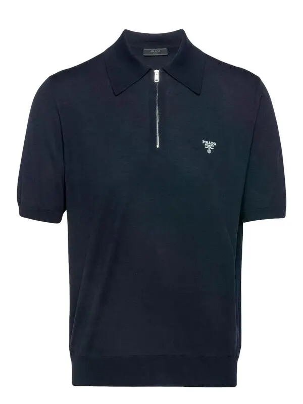 Prada Half-zip Wool Polo Shirt - Blue