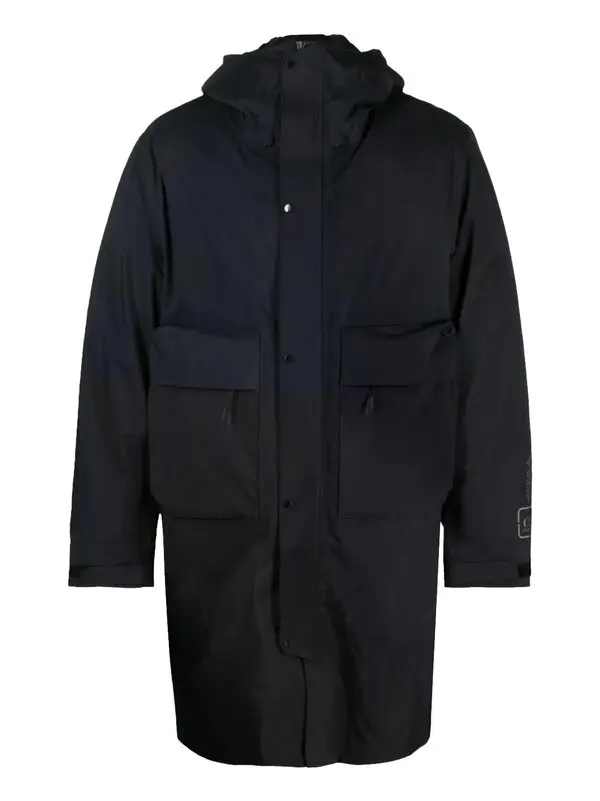 C.P. COMPANY Layered Logo-print Coat - Blue