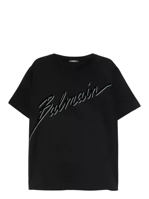Balmain Flocked-logo T-shirt - Black
