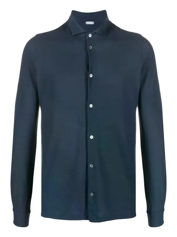 ZANONE Long-sleeved Cotton Shirt - Blue