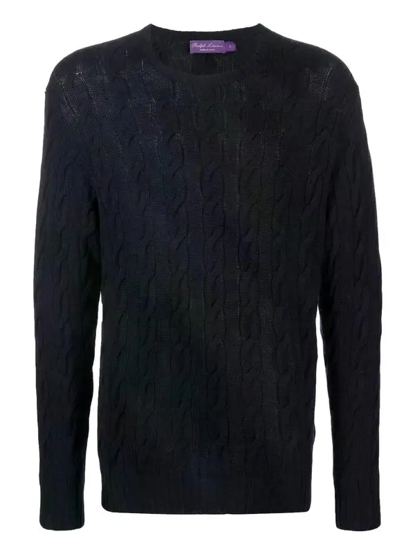 Ralph Lauren Purple Label Cable-knit Crew Neck Sweater - Blue