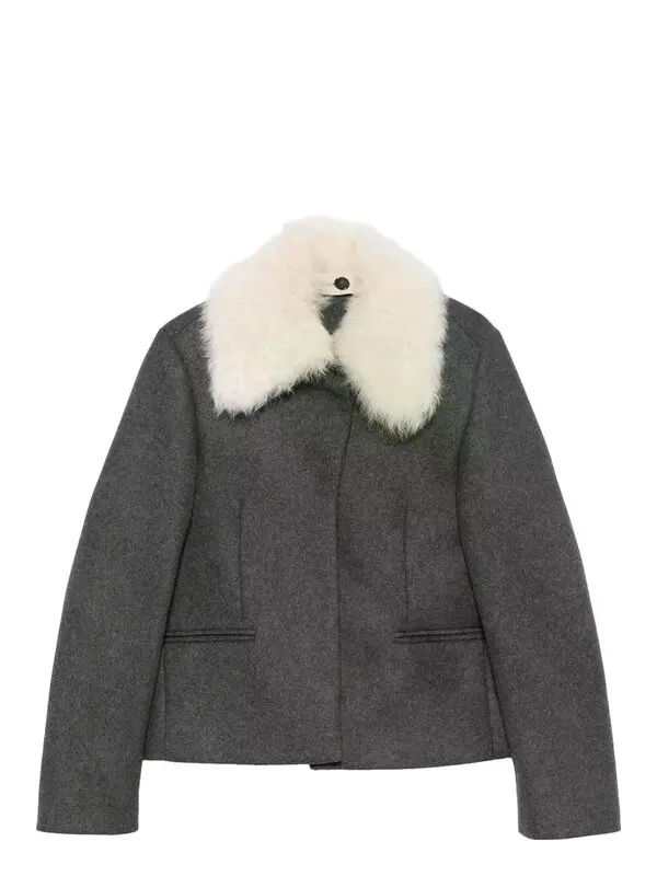 TOTEME Shearling-collar Wool-blend Jacket - Grey