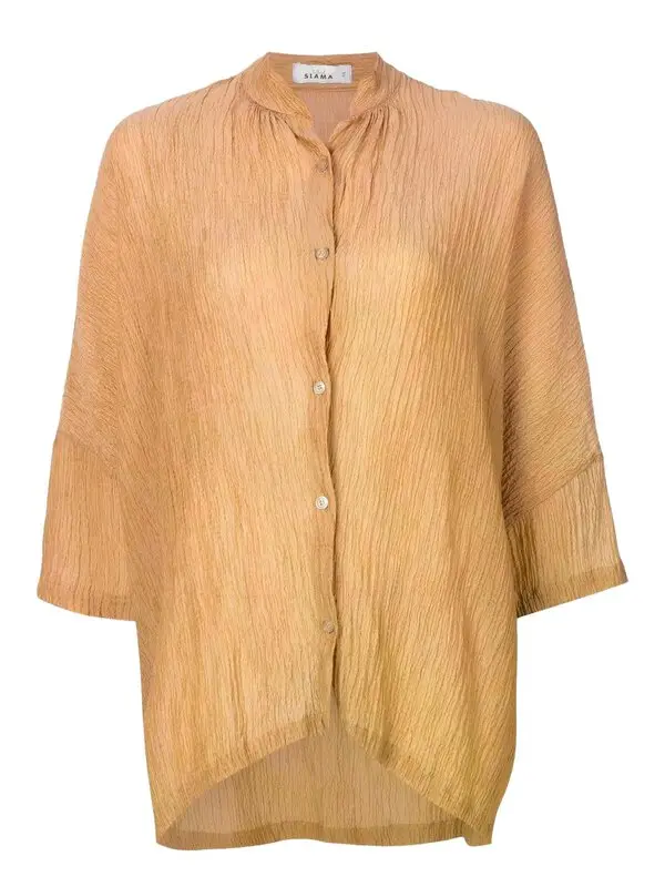 AMIR SLAMA Crinkled-finish Silk Shirt - Brown