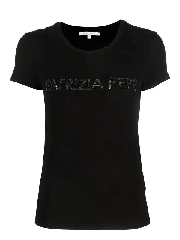 Patrizia Pepe Rhinestone-logo T-shirt - Black