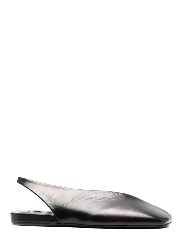 JIL SANDER Asymmetric-toe Leather Ballerina Shoes - Black