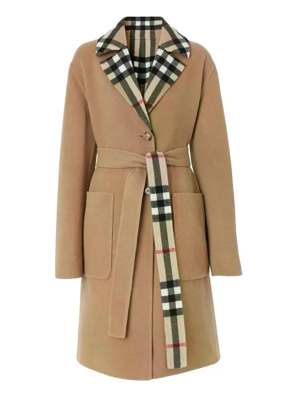 Burberry Reversible Check Wool Coat - Neutrals