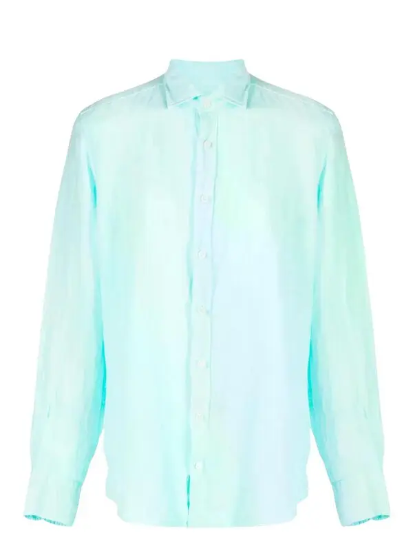 HACKETT Logo-embroidered Linen Shirt - Blue