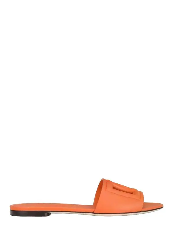 Dolce & Gabbana Leather Dg Logo Sandals - Orange