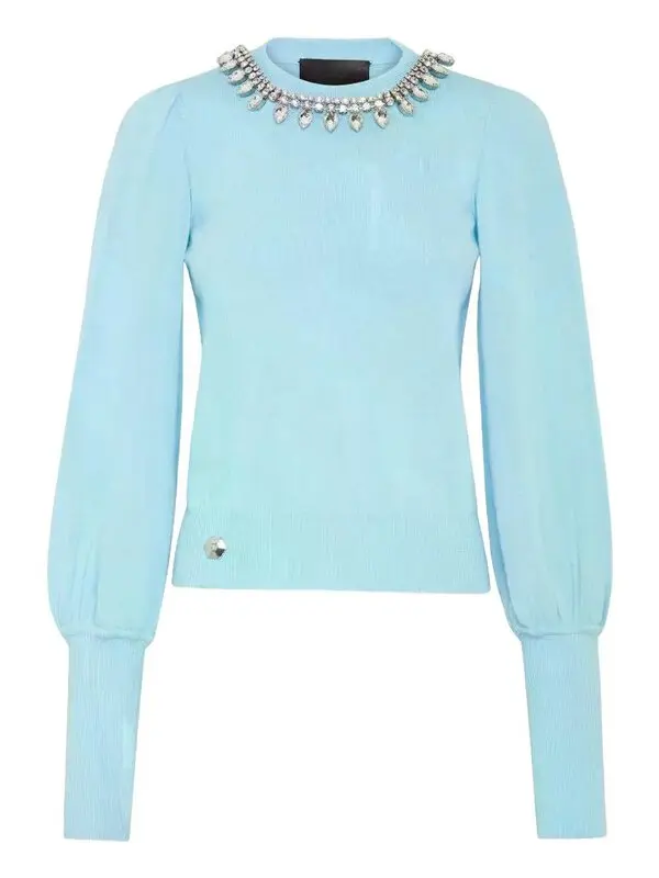 Philipp Plein Rhinestone-embellished Sweater - Blue