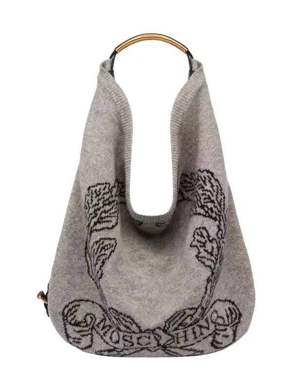Moschino Intarsia-knit Logo Tote Bag - Grey