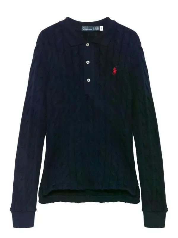 Polo Ralph Lauren Cable-knit Cotton Polo Shirt - Blue