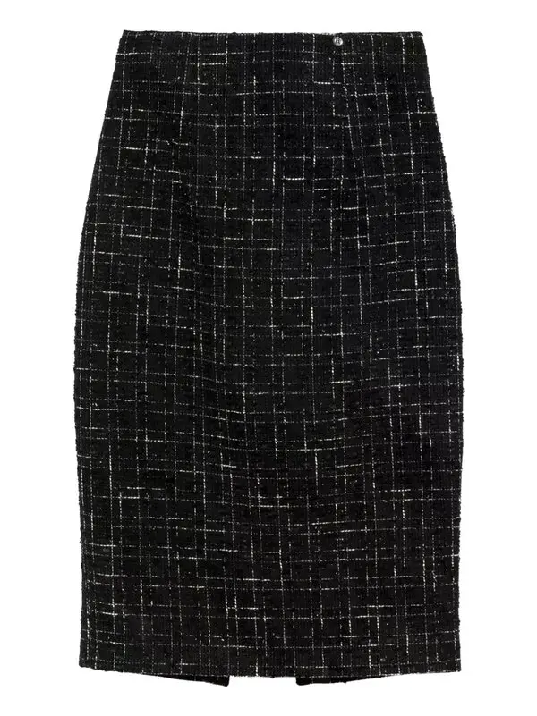 NISSA High-waisted Bouclé Midi Skirt - Black