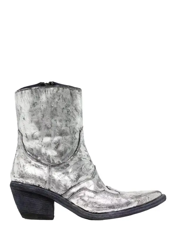 MADISON MAISON Laminated Leather Ankle Boots - Silver