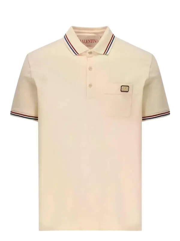 Valentino Garavani Cotton Piqué Polo Shirt With Vlogo Patch - Neutrals