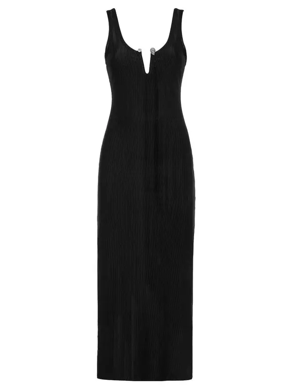 Philipp Plein Metallic Skull Ribbed Midi Dress - Black