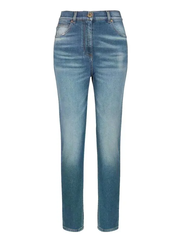 Balmain Logo-plaque Slim-cut Jeans - Blue