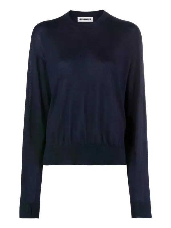 JIL SANDER Ribbed Crew Neck Jumper - Blue