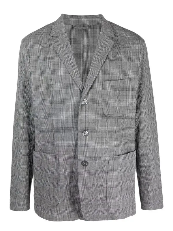 Aspesi Plaid-pattern Single-breasted Blazer - Grey