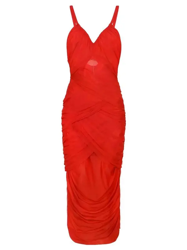 Dolce & Gabbana Midi Tulle Dress - Red
