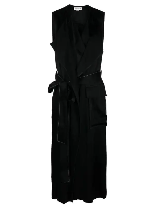Victoria Beckham Belted Sleeveless Midi Dress - Black