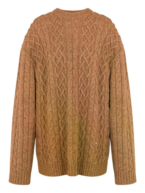 Moschino Cable-knit Virgin Wool Jumper - Brown