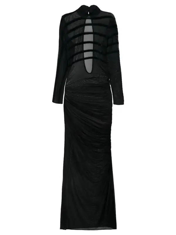 JEAN PAUL GAULTIER Draped Mesh Dress - Black