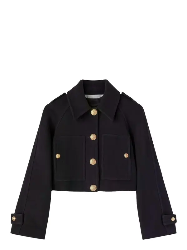 Palm Angels Virgin-wool Blend Cropped Coat - Blue