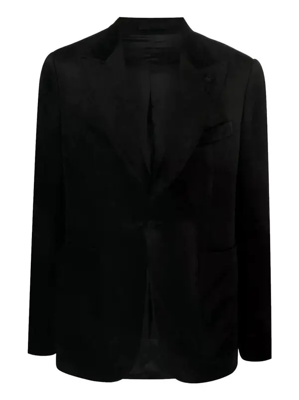 LARDINI Brooch-detail Single-breasted Blazer - Black