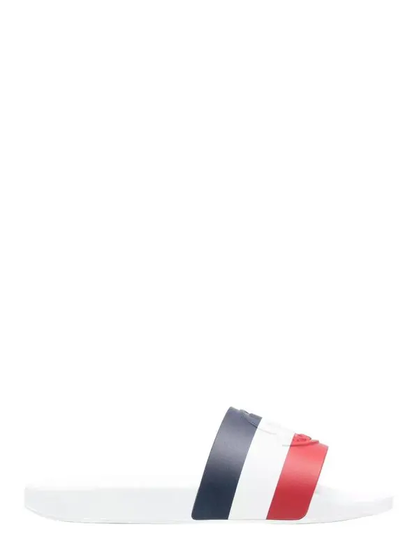 Moncler Striped Logo-detail Slides - White