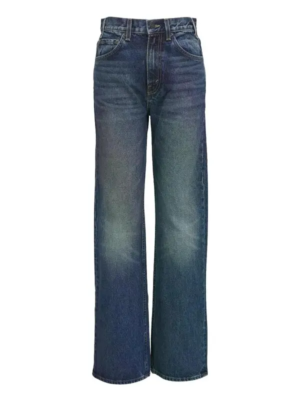 NILI LOTAN Mid-rise Straight-leg Jeans With Whiskering - Blue