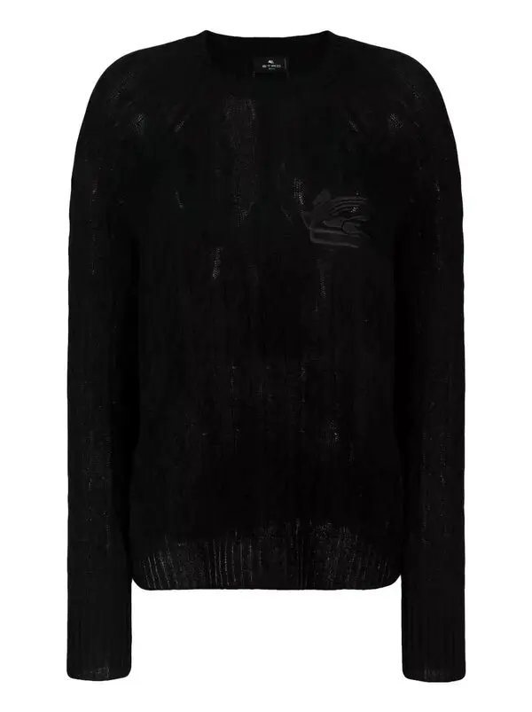 Etro Logo-embroidered Cable-knit Jumper - Black