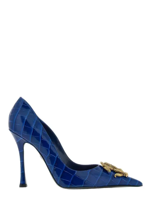 Roberto Cavalli Leather Pumps With Logo Plaque - Blue