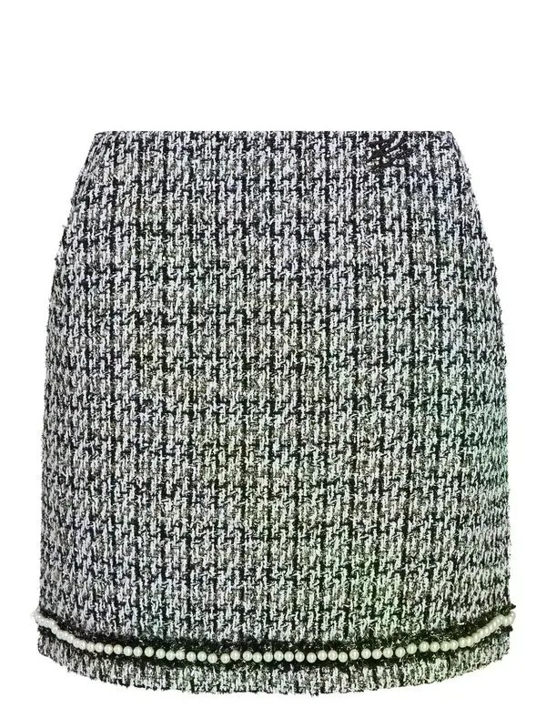 Karl Lagerfeld Pearl-embellished Bouclé Mini Skirt - Black