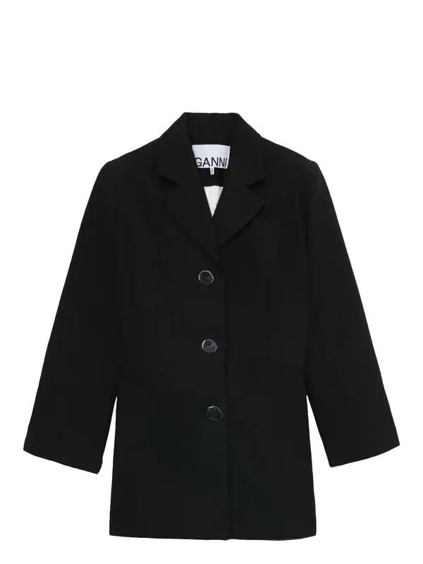 GANNI Single-breasted Blazer With Shoulder Pads - Black