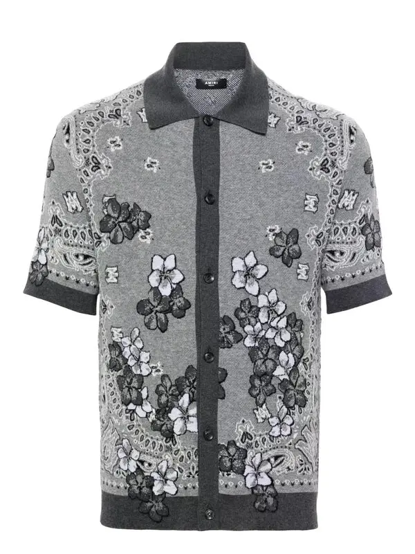 Amiri Floral-jacquard Knitted Shirt - Grey