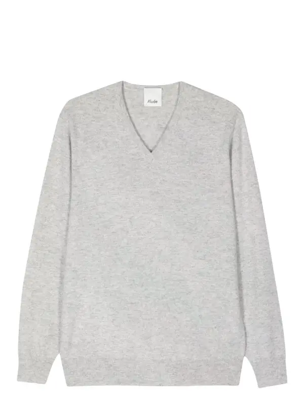 ALLUDE V-neck Cashmere Jumper - Grey