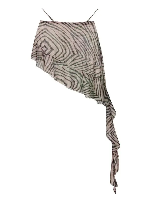 AMIR SLAMA Asymmetric Animal-pattern Miniskirt - Brown