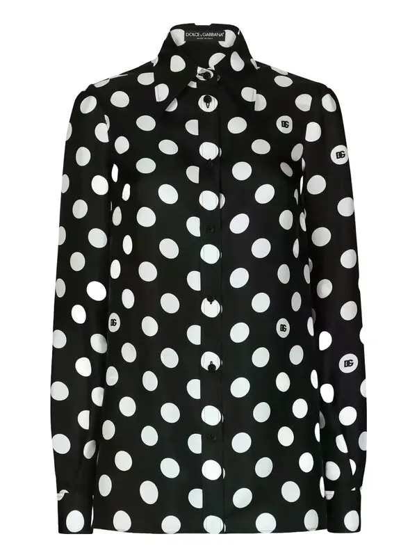 Dolce & Gabbana Polka-dot Silk Twill Shirt - Black