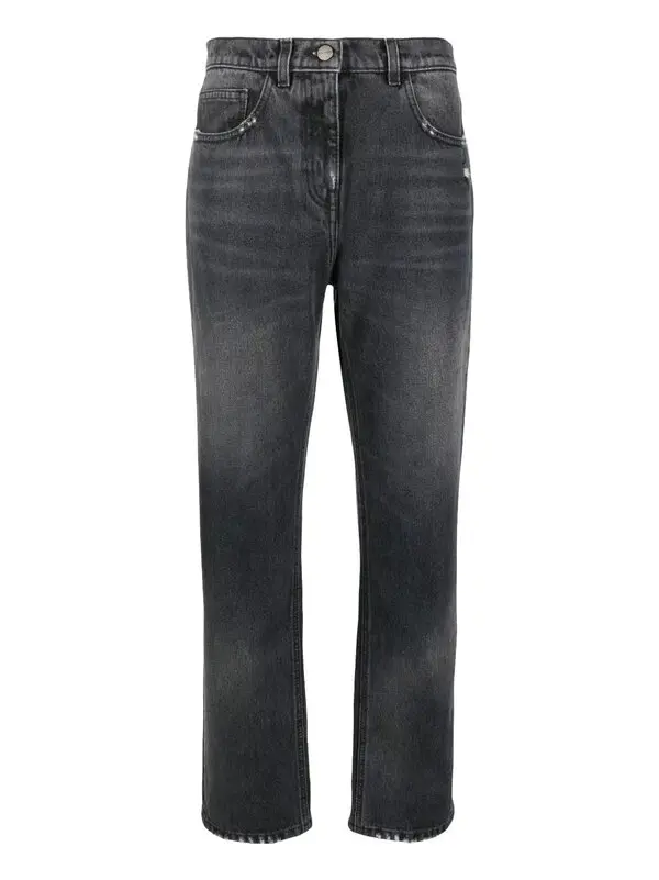 Palm Angels Distressed Straight-leg Jeans - Grey