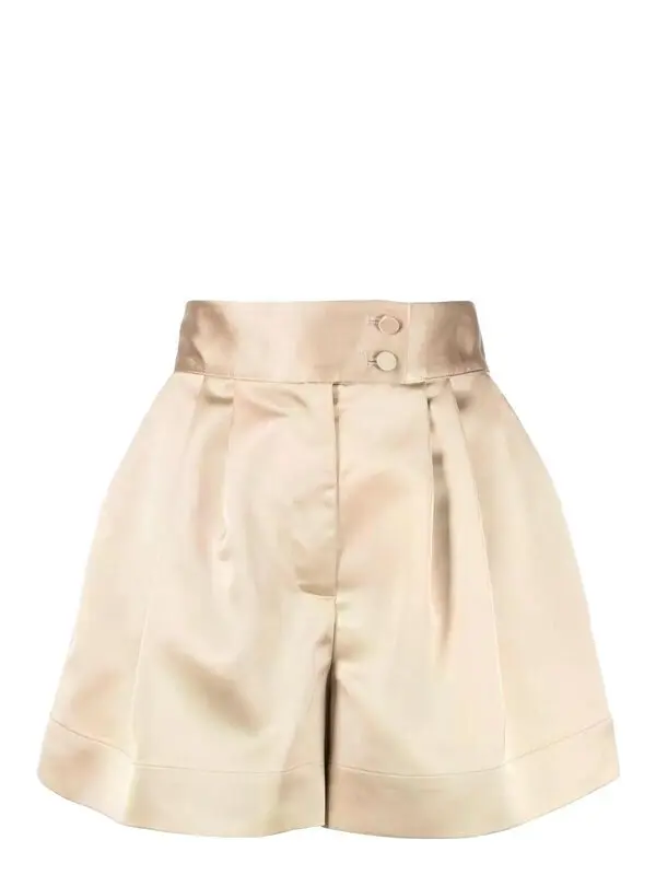 STYLAND High-waisted Satin-finish Shorts - Gold