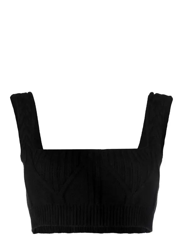 Attico Miles Ribbed-knit Cropped Top - Black