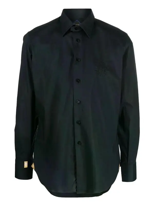 BILLIONAIRE Silver Cut Cotton Shirt - Black