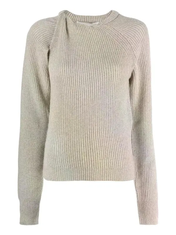Stella McCartney Twist-detail Ribbed Jumper - Grey