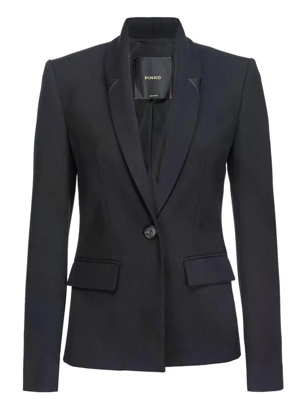 Pinko Shawl-lapel Twill Blazer - Black